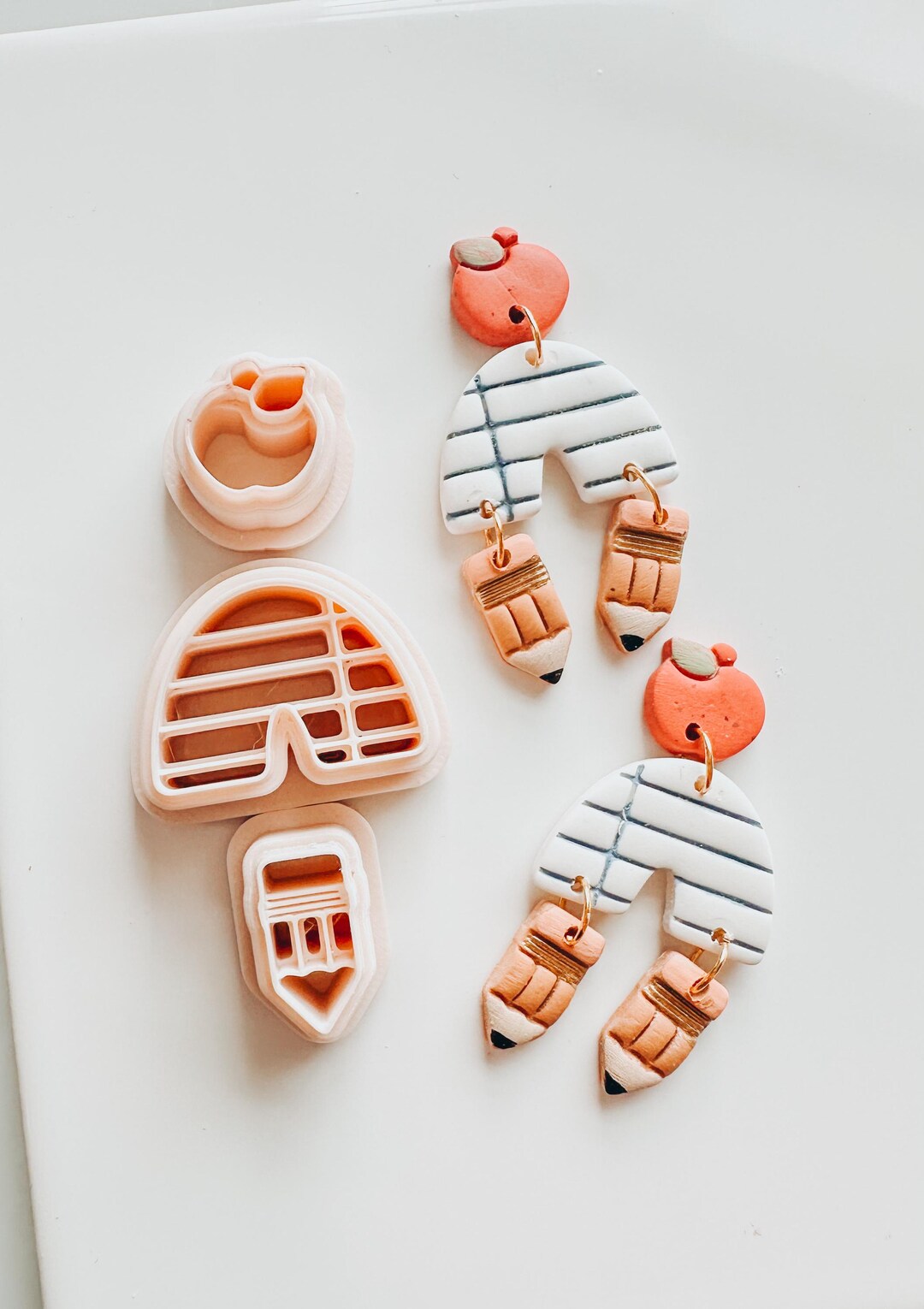 Pencil & Paper Arch Set Teacher Clay Cutter Set / Teach Clay Earring ...