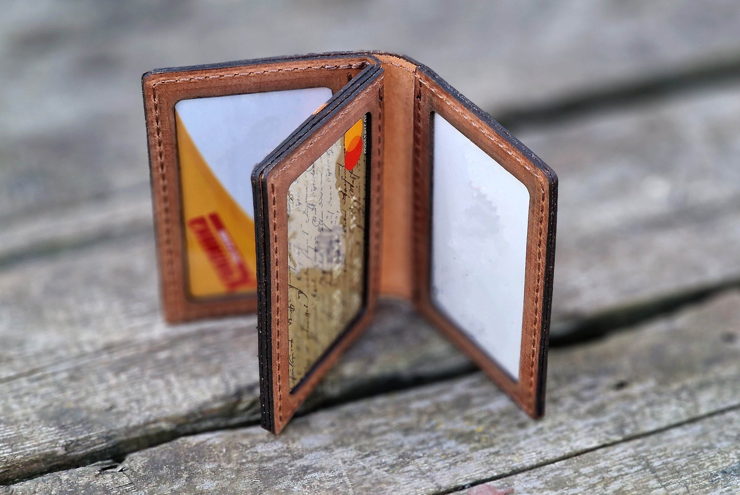 Front Pocket Wallet Id Card Holder Leather Card Holder - Etsy