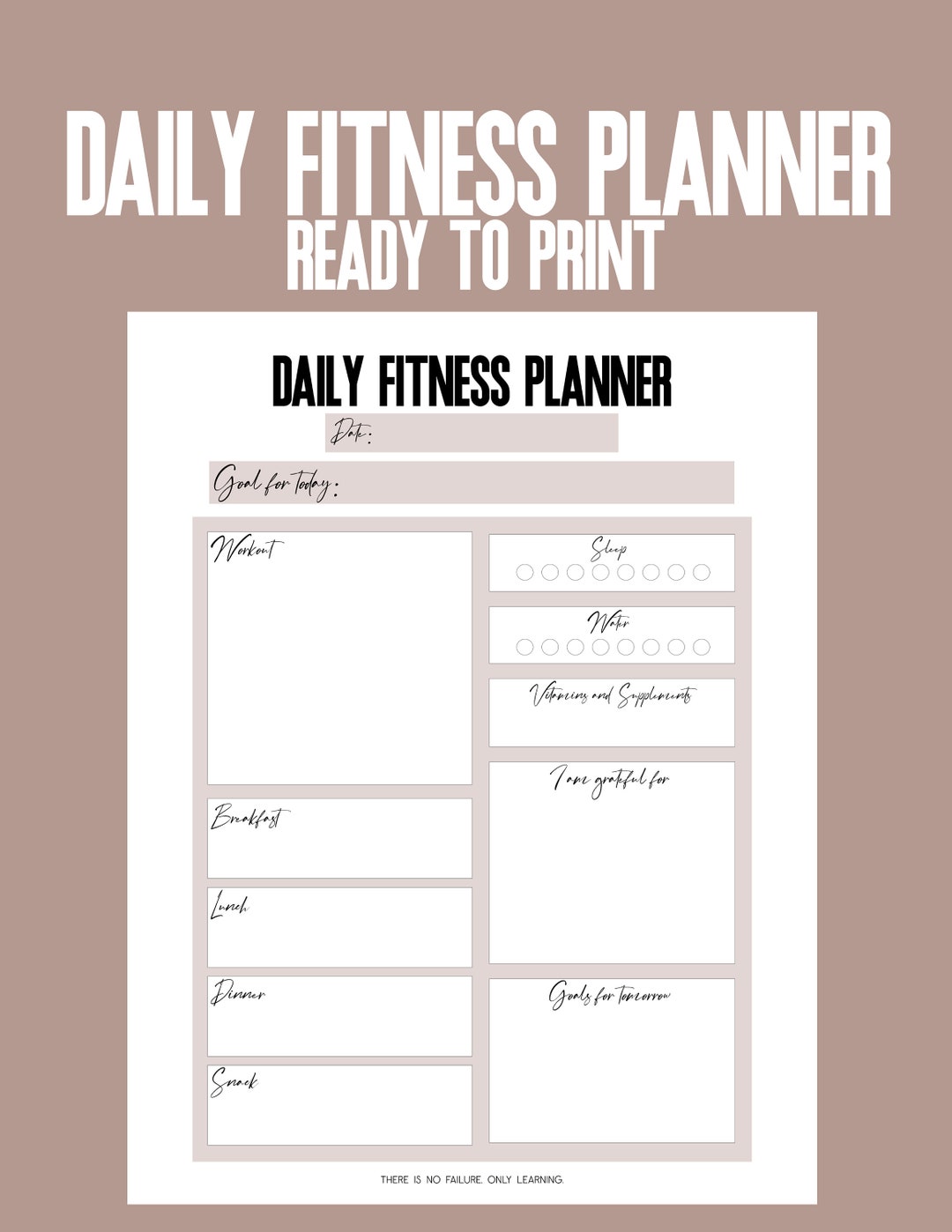 Daily Fitness Planner, Printable Fitness Planner, Digital Planner - Etsy