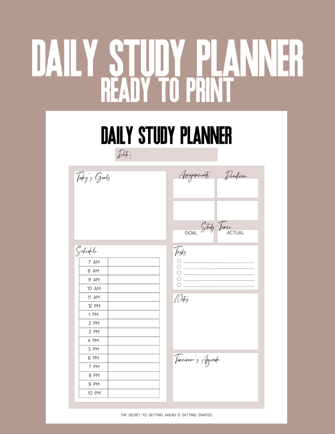 Student Planner, Printable Study Planner, Simple Daily Study Planner ...