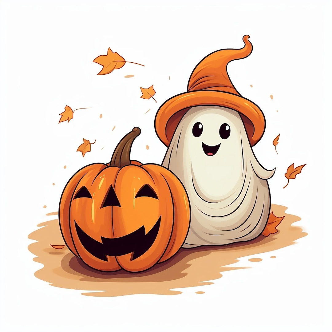 Cute Ghost and Pumpkin, Fall Wall Art Collection, Halloween, Girls ...