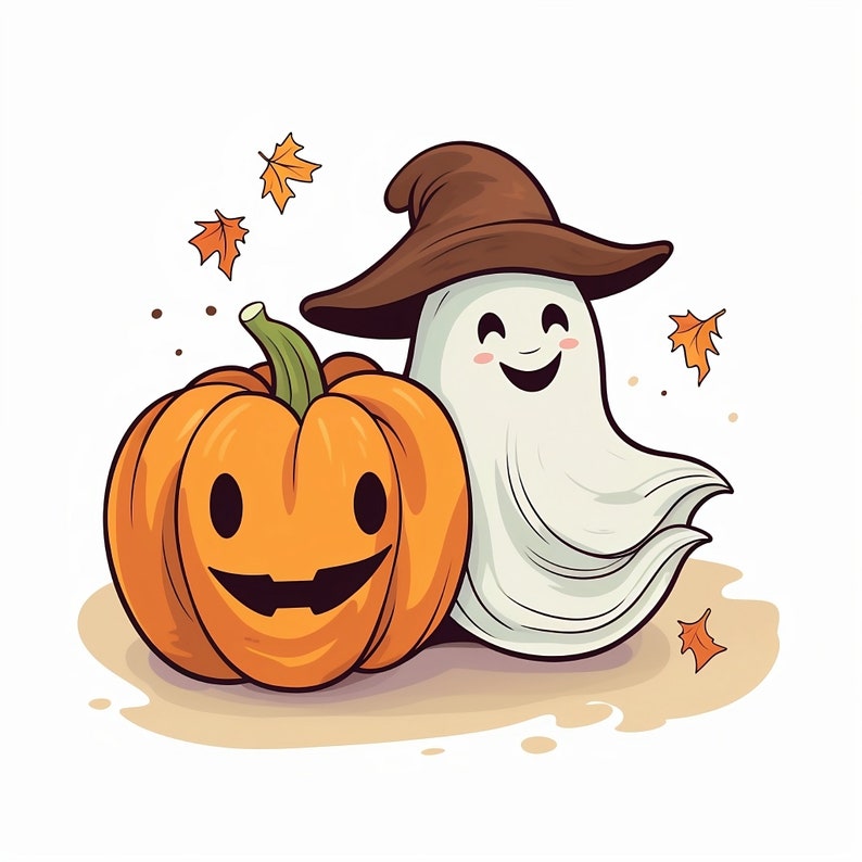 Cute Ghost and Pumpkin, Fall Wall Art Collection, Halloween, Girls ...