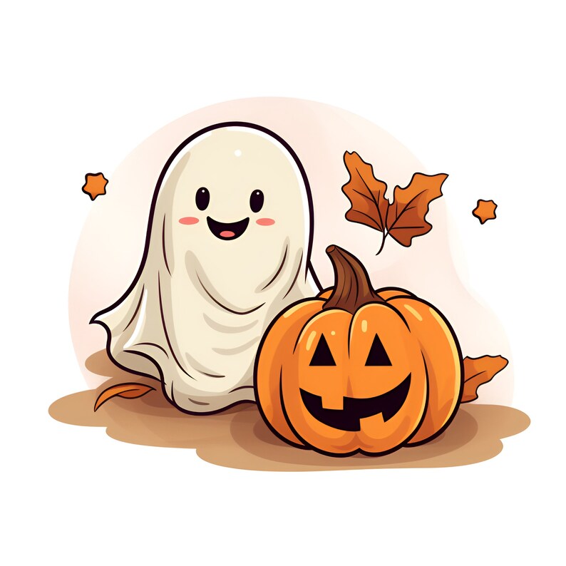 Cute Ghost and Pumpkin, Fall Wall Art Collection, Halloween, Girls ...