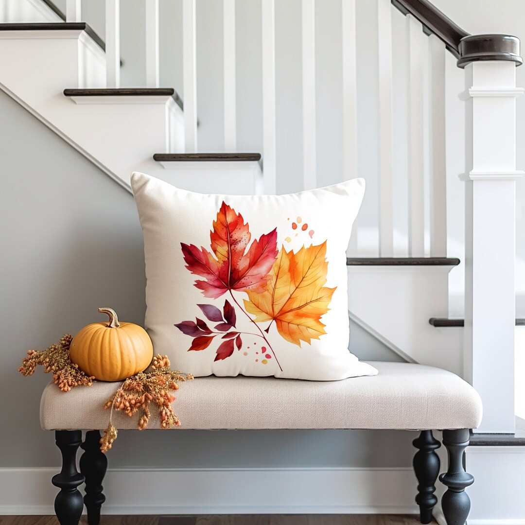 Fall Leaves Pillow, Autumn Decor, Fall Throw Pillow, Thanksgiving Decor ...