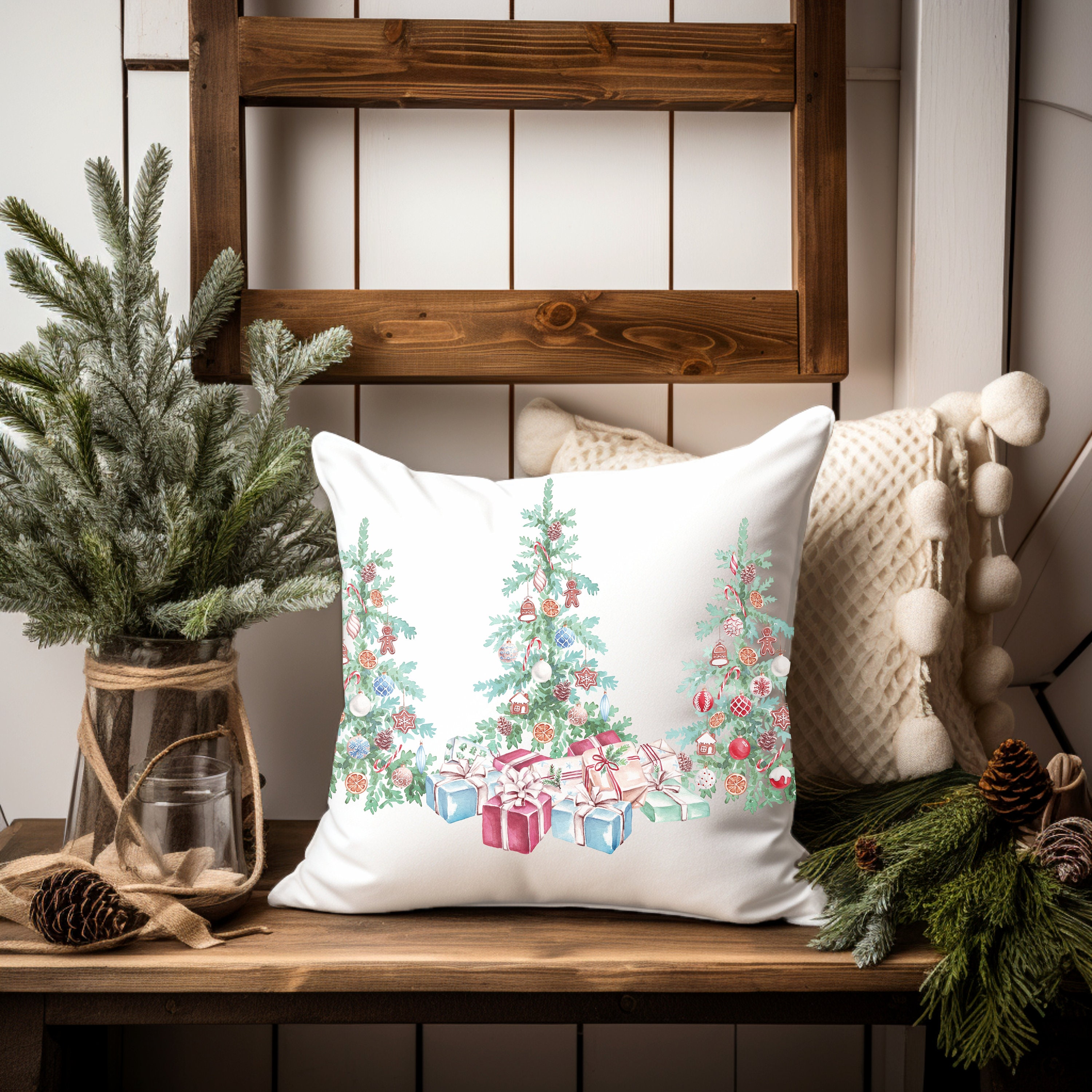 Classic Christmas Tree Pillow, Trees, Holiday Pillow Covers, December ...