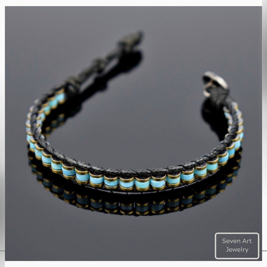 Original Turquoise Bracelet Slim Gemstone Bracelets - Etsy