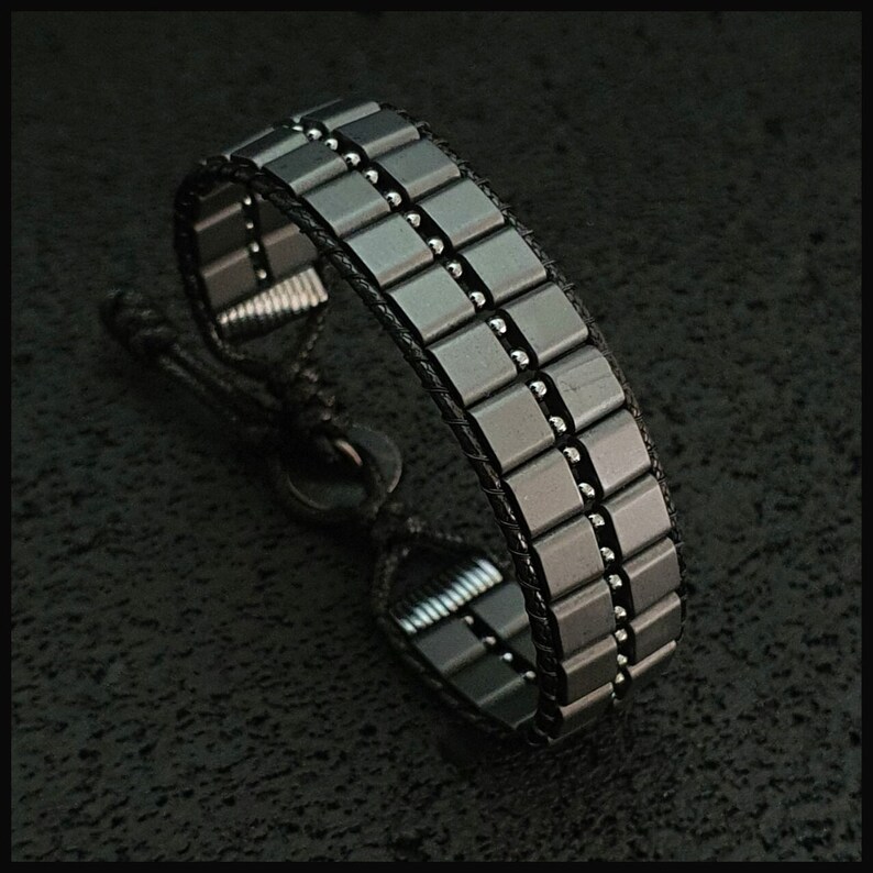 Matte Grey Hematite Armor Style Bracelet Special Design - Etsy