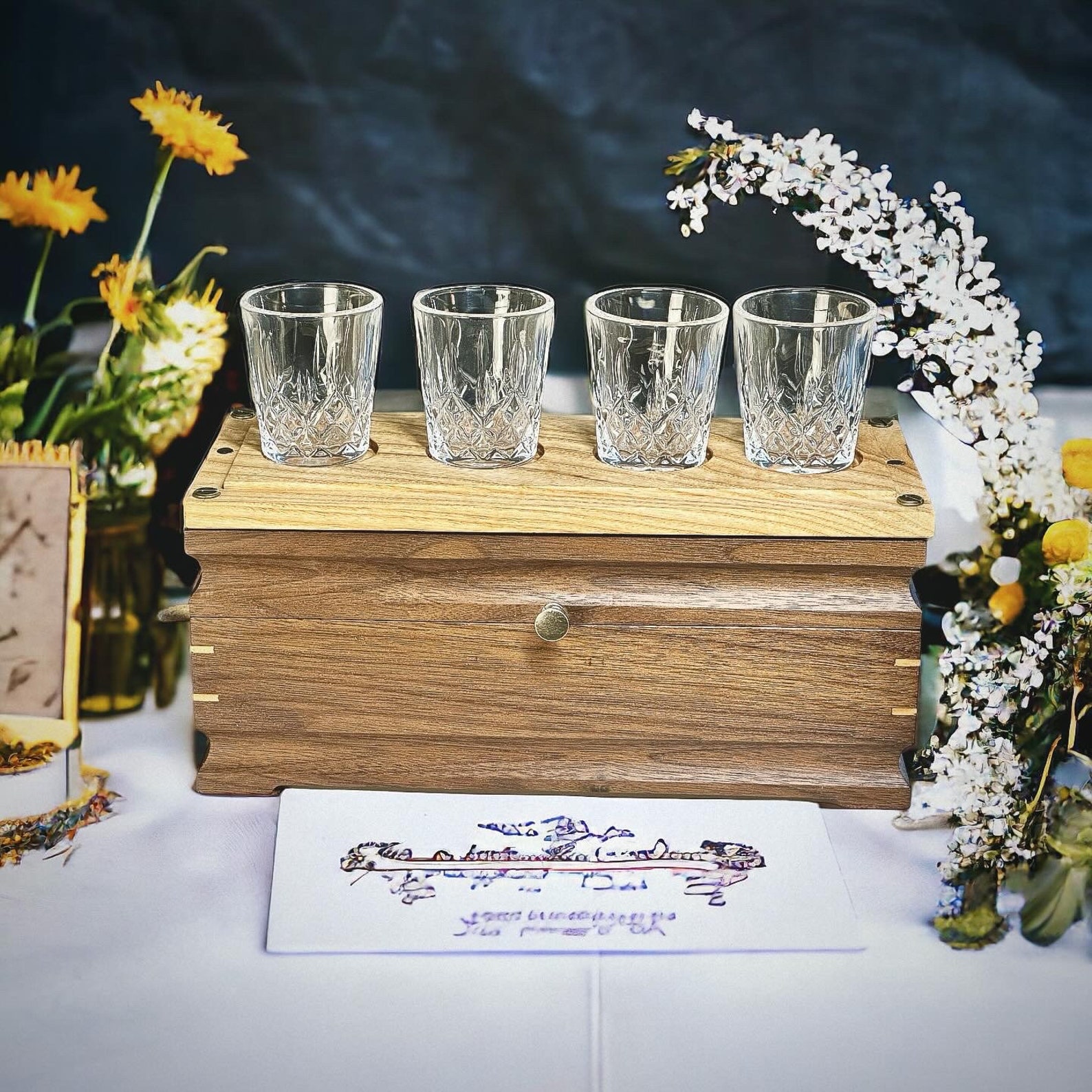 Celebratory Shot Glass Set Holder With Magnetic Flight Board (handmade ...