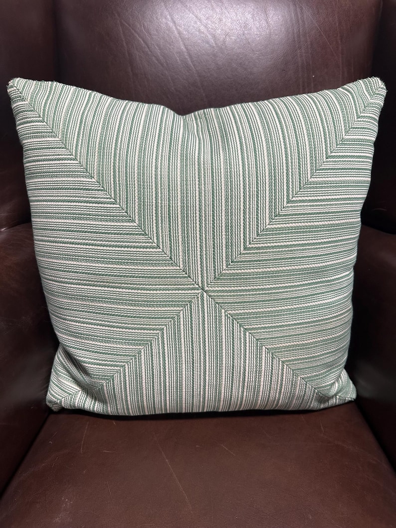 20" X 20" Green Striped Mitered Throw Pillow (cover Only) - Etsy