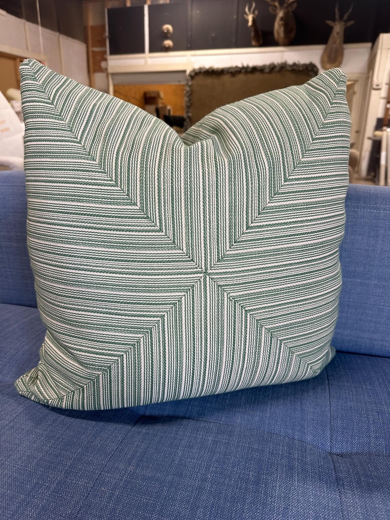20" X 20" Green Striped Mitered Throw Pillow (cover Only) - Etsy