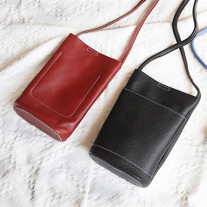 Personalized Leather Phone Bag, Monogram Crossbody Phone Case, Custom ...