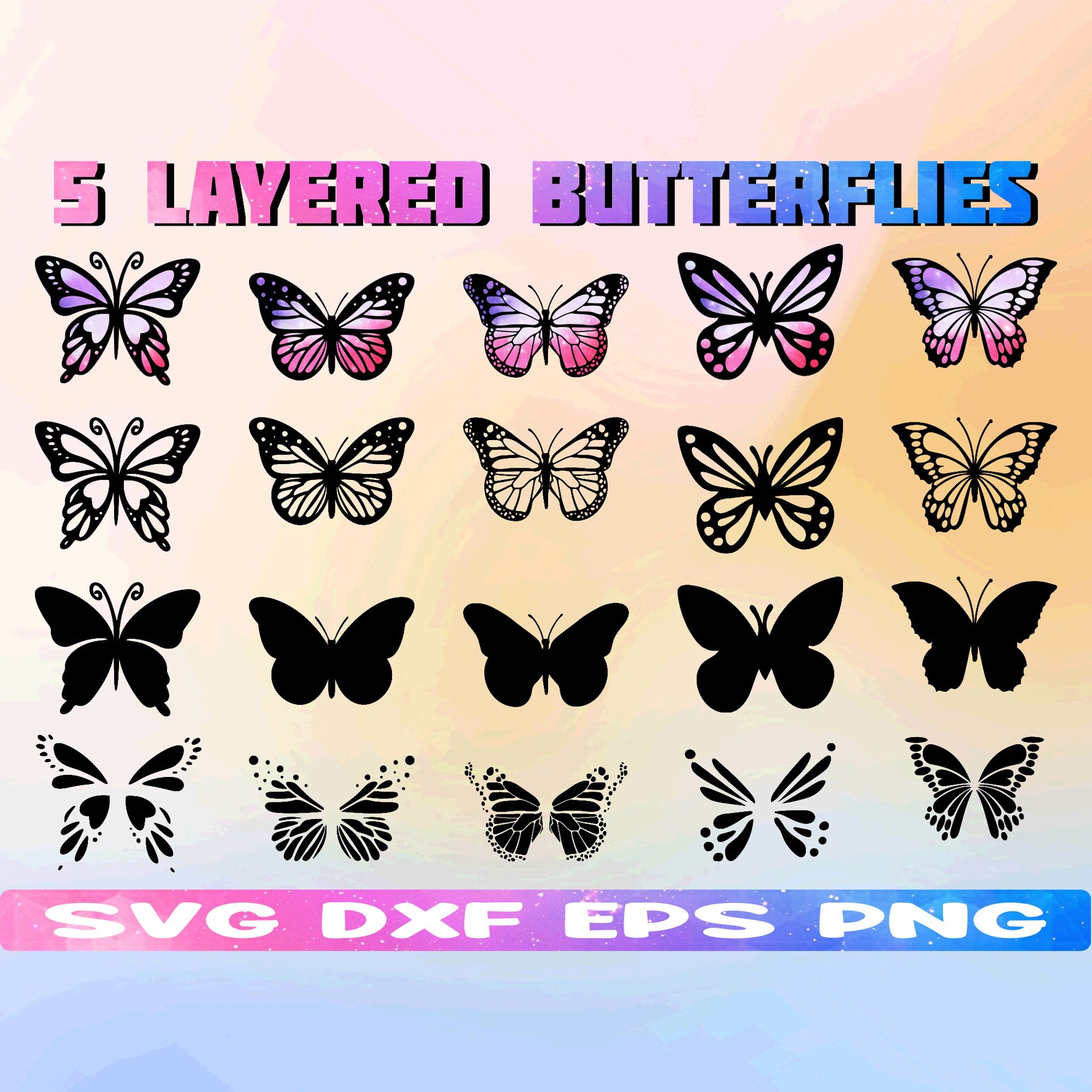 Butterfly SVG Butterfly Bundle Svgbutterfly Svg Layered - Etsy