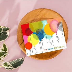 Balloon Birthday Card Printable,digital Birthday Card,birthday Cards ...