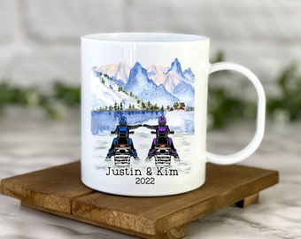 Illustrated Snowmobiling Friends Coffee Mug, Snowmobile Gifts ...