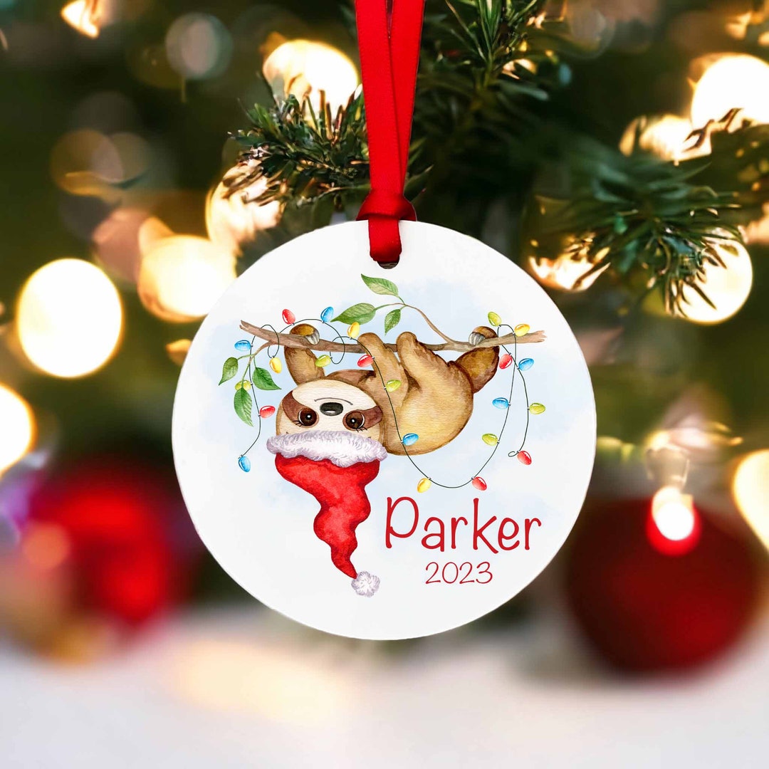 Personalized Sloth Ornament, Custom Christmas Ornament 2022 - Etsy