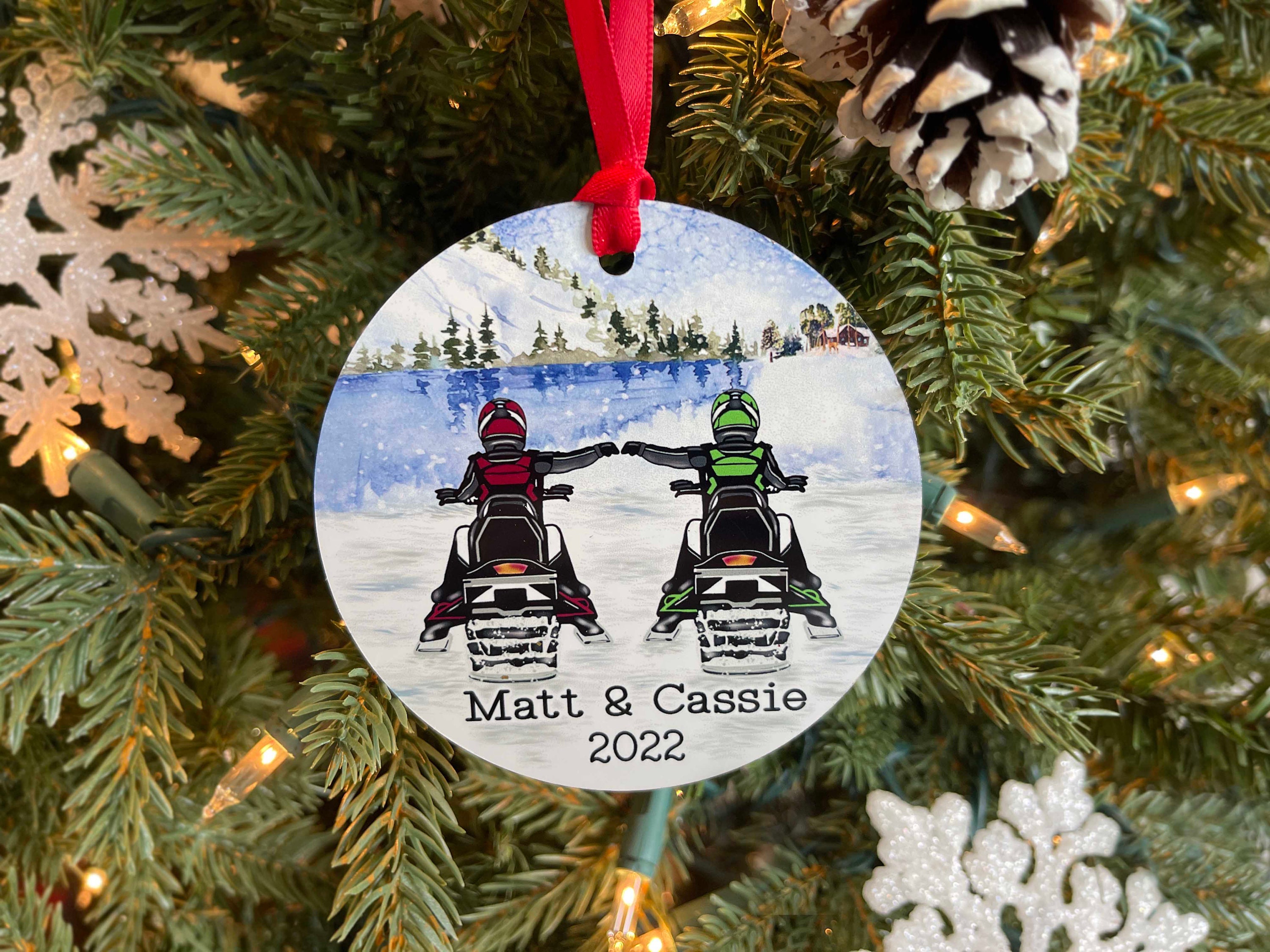 Personalized Snowmobile Couples Christmas Ornament Designed & Sold By ...