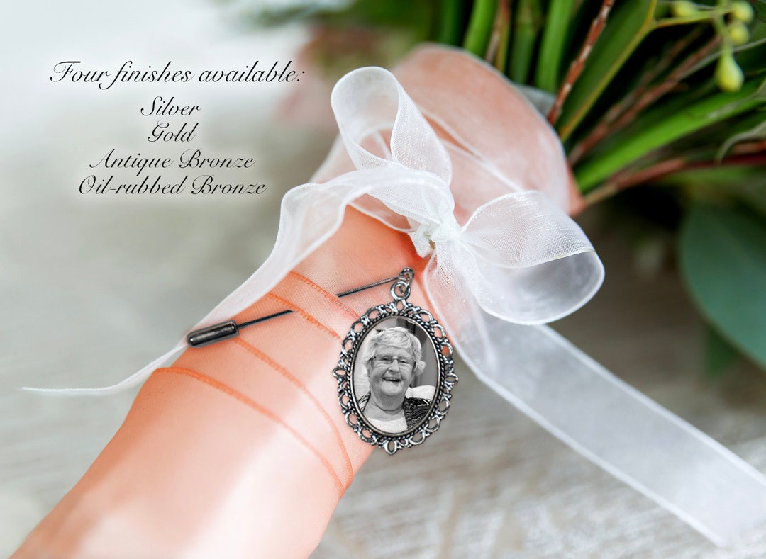 Memorial Bridal Bouquet Charm, Single Photo Charm, Oval Wedding ...