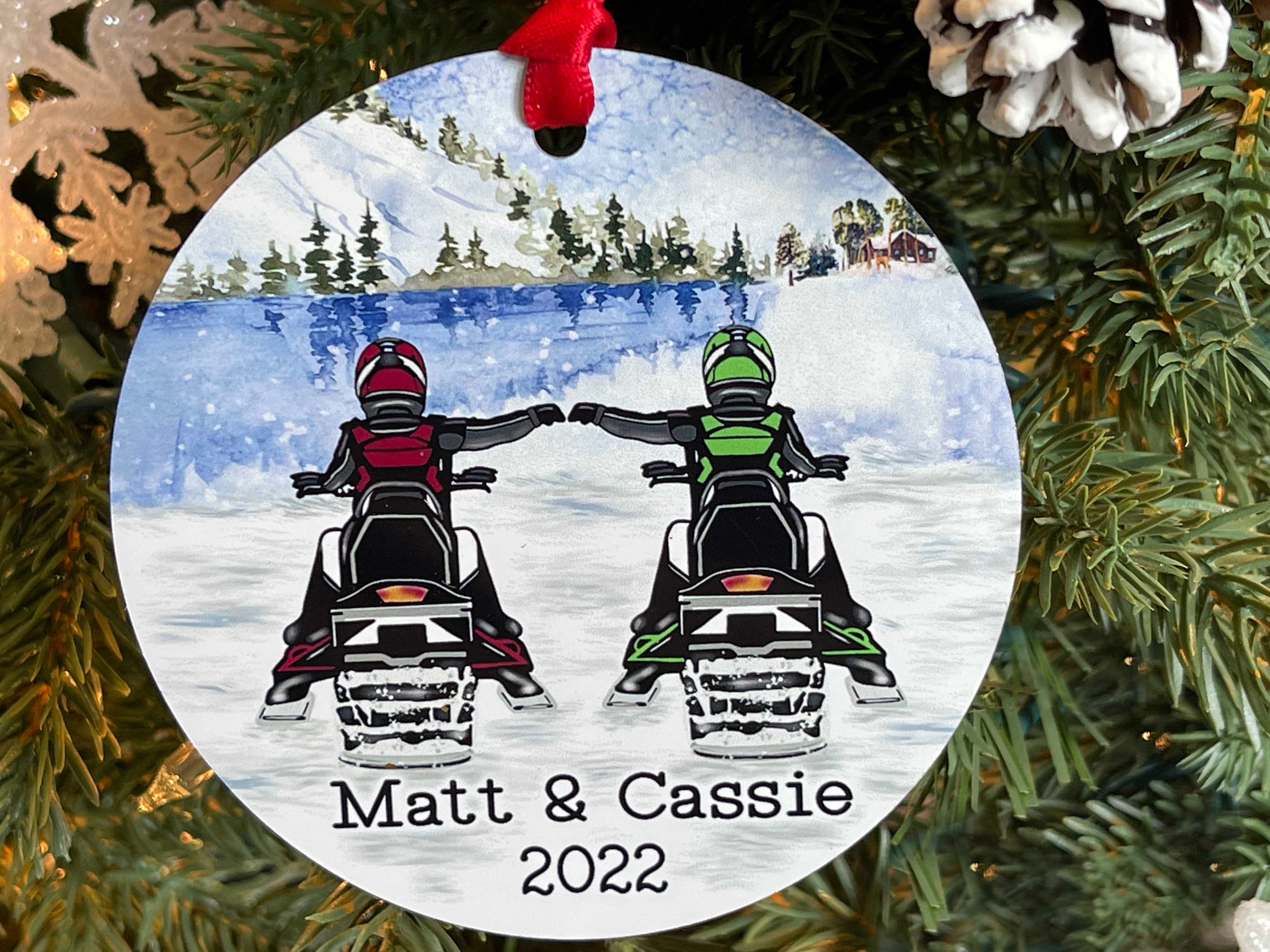 Personalized Snowmobile Couples Christmas Ornament Designed & Sold By ...