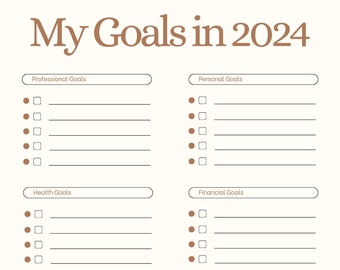 2024 Goal Planner Grey, Top 6 Yearly Goals, Instant Download, PRINTABLE ...