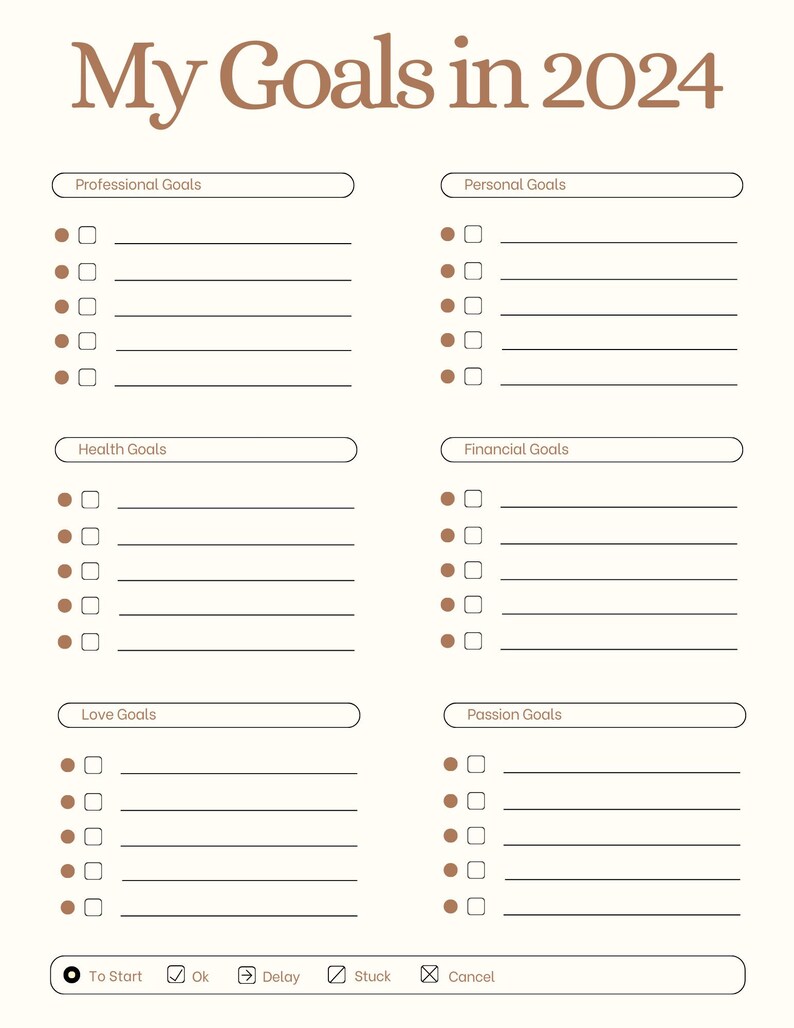 2024 Goal Planner Beige, Top 6 Yearly Goals, Instant Download ...
