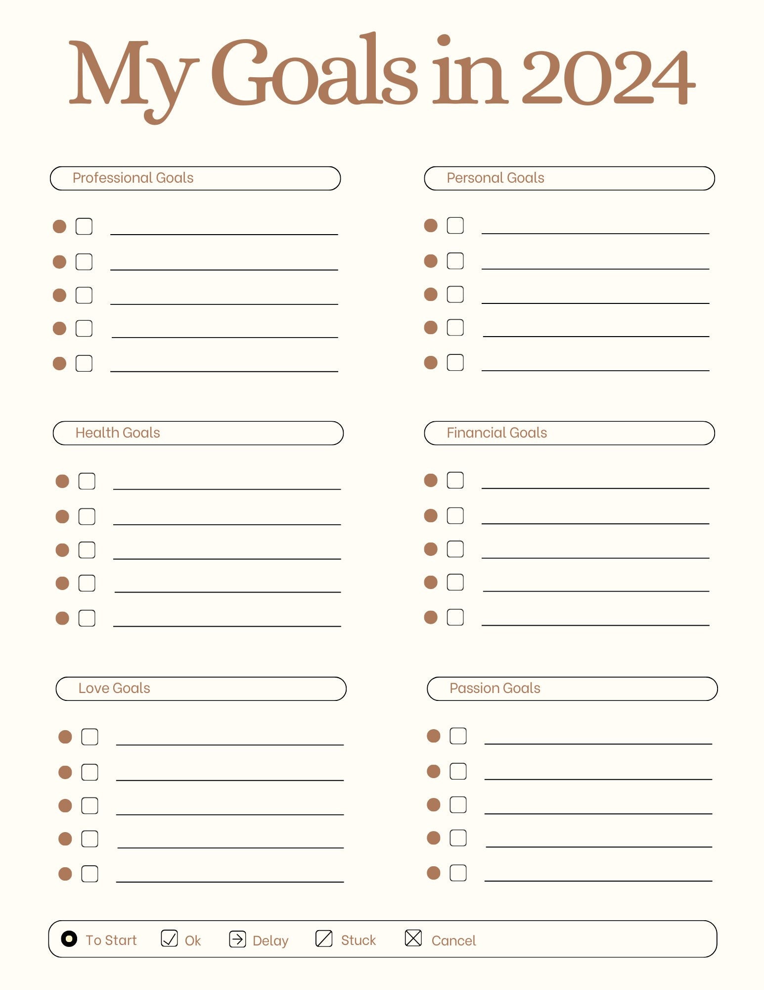 2024 Goal Planner Beige, Top 6 Yearly Goals, Instant Download ...