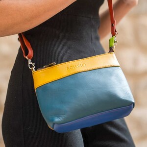 Colourful Mini Leather Bag Recycled Leather Purse Handmade Woman Bag ...