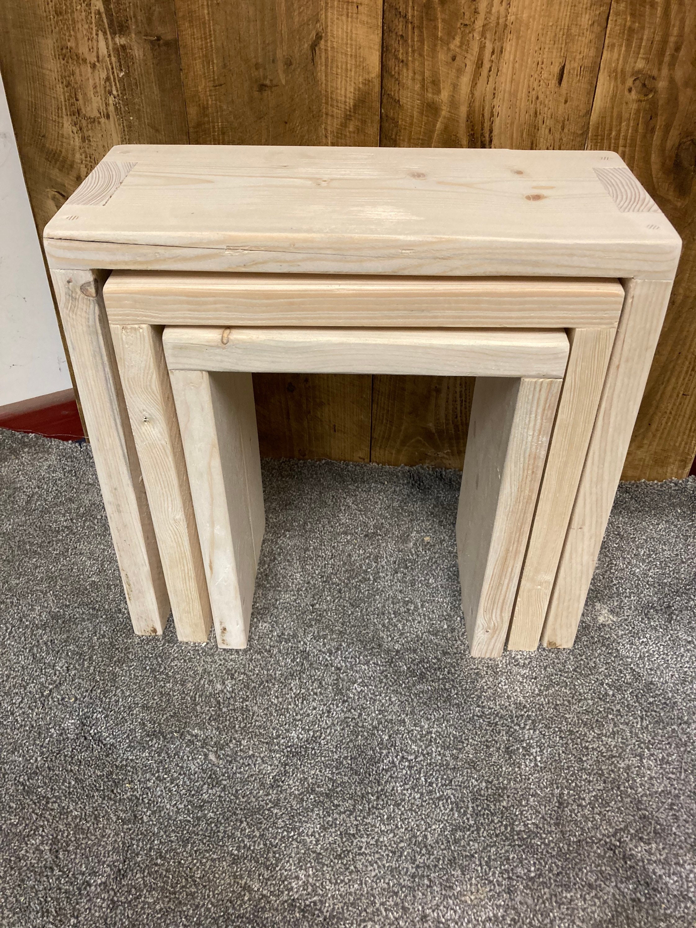 Scaffold board nest of tables / rustic reclaimed set of 3 - Etsy.de