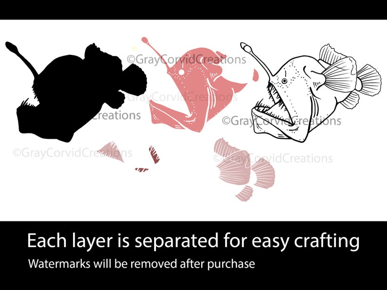 Angler Fish/ Multilayer SVG/ Angler Fish CNC/ Multilayer Svg/ Cutting ...