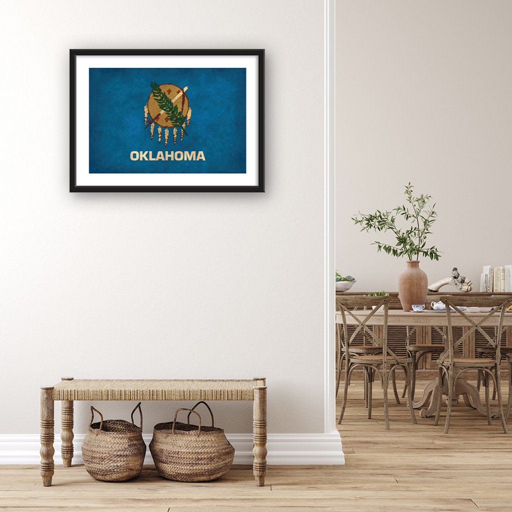 Distressed Oklahoma Canvas Flag Art Print - Etsy