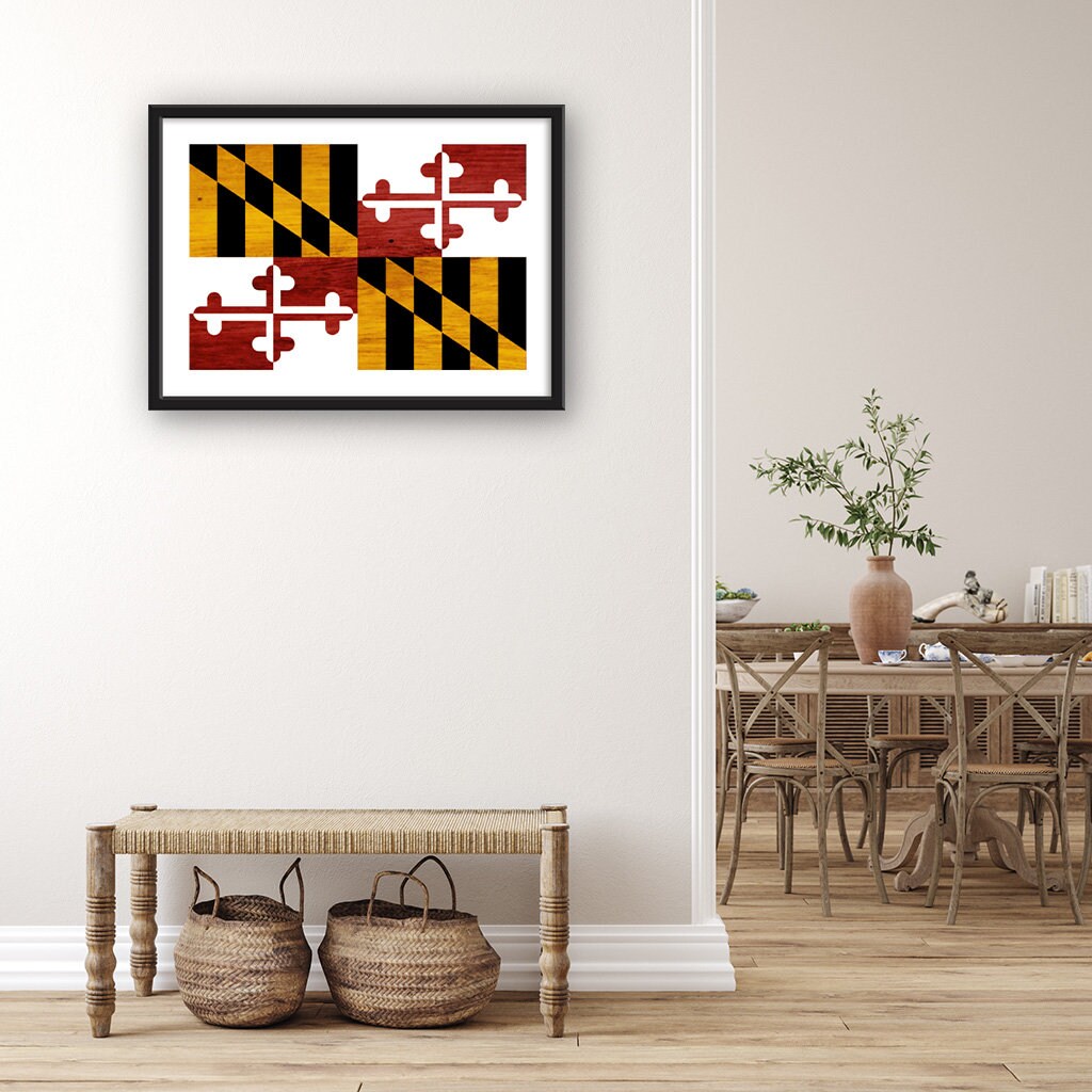Rustic Maryland Canvas Flag Art Print - Etsy