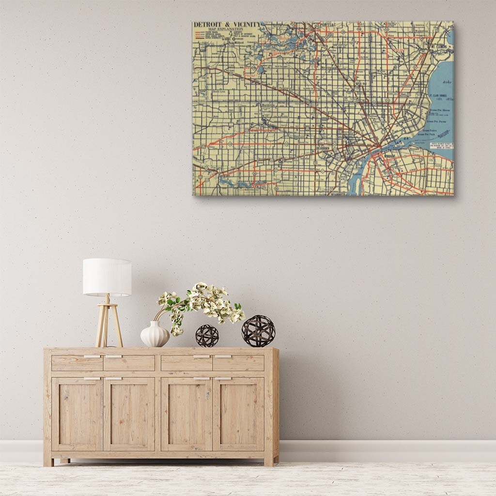 Vintage Detroit Map Wall Print - Etsy