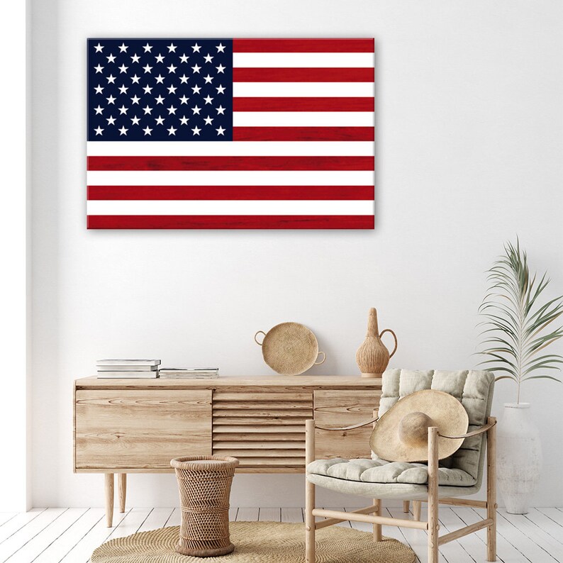 Rustic American Flag Canvas Art Print - Etsy