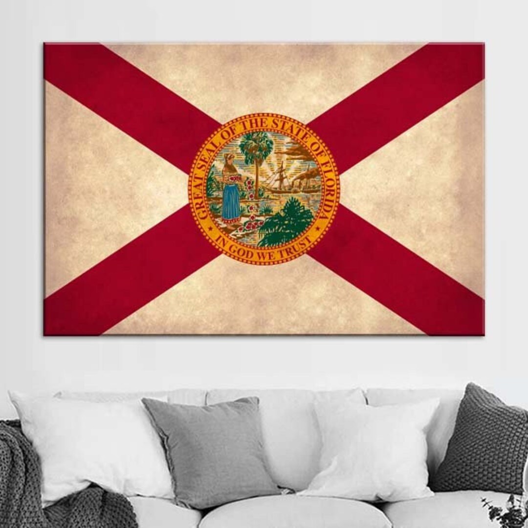 Distressed Florida Flag Canvas Art Print - Etsy