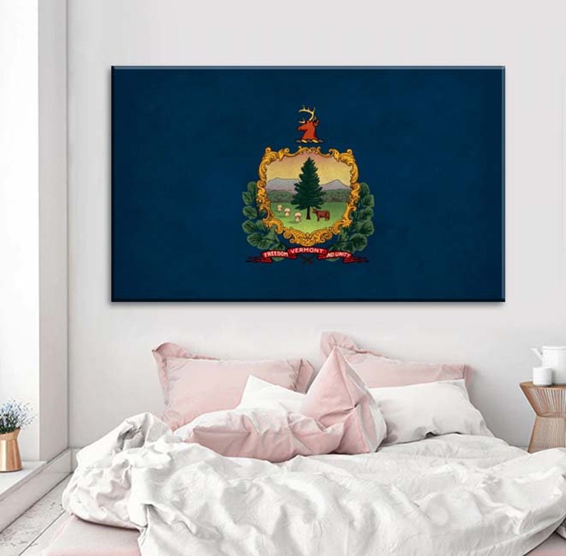 Distressed Vermont Canvas Flag Art Print - Etsy