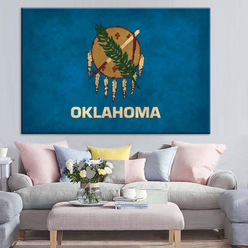 Distressed Oklahoma Canvas Flag Art Print - Etsy