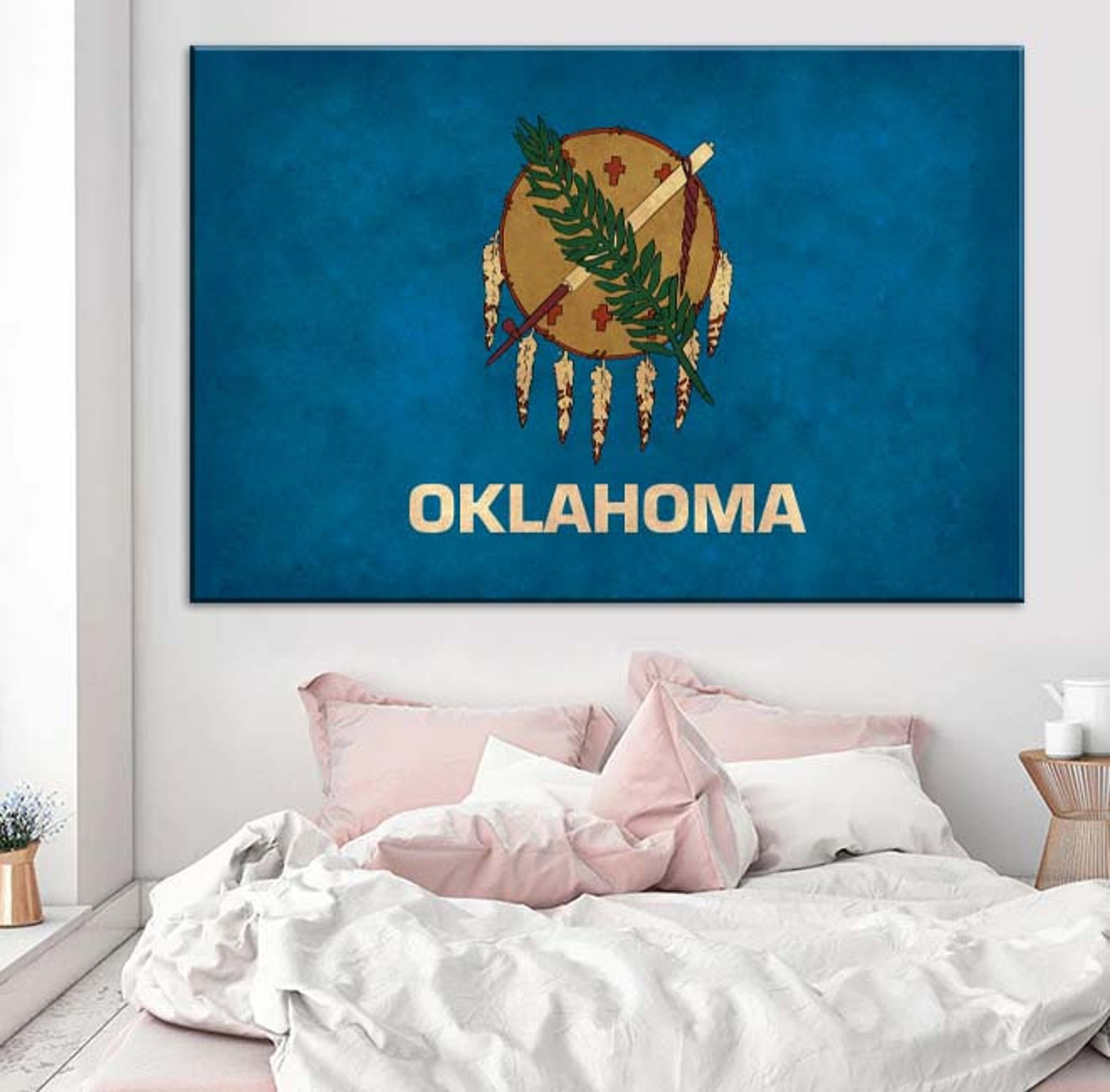 Distressed Oklahoma Canvas Flag Art Print - Etsy