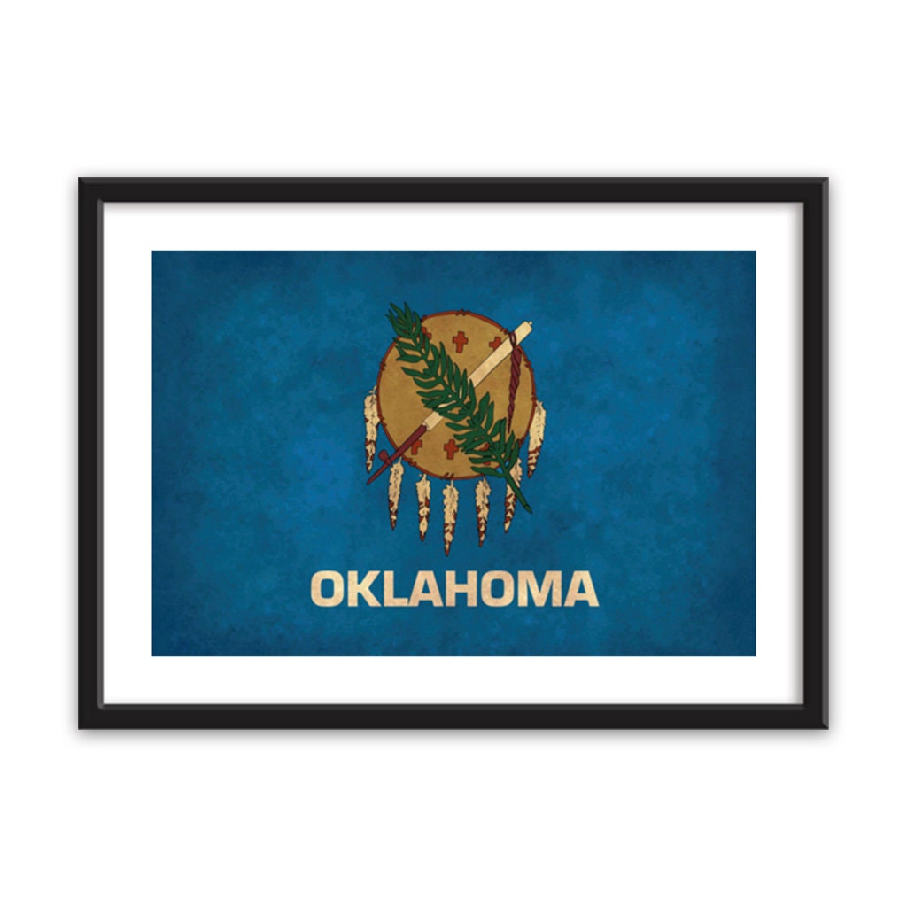 Distressed Oklahoma Canvas Flag Art Print - Etsy