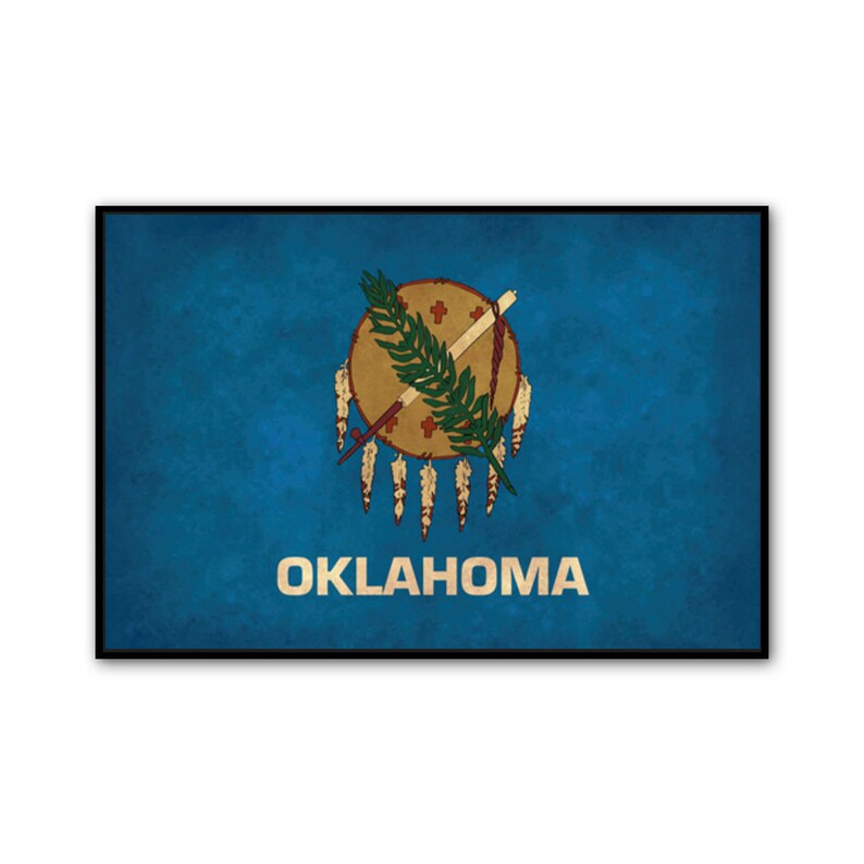 Distressed Oklahoma Canvas Flag Art Print - Etsy