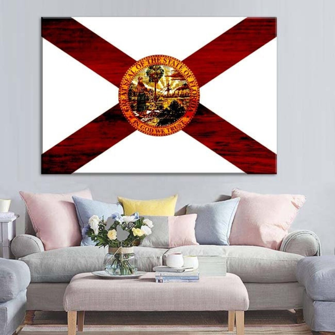 Rustic Florida Flag Canvas Art Print - Etsy