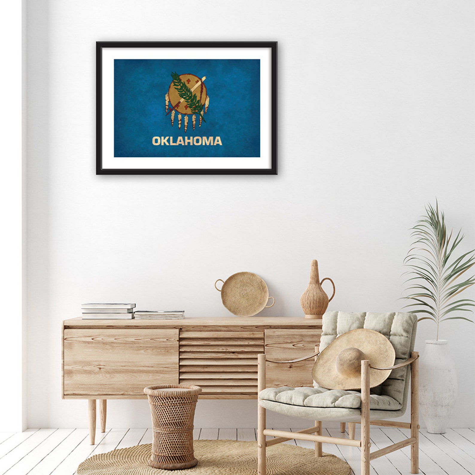Distressed Oklahoma Canvas Flag Art Print - Etsy