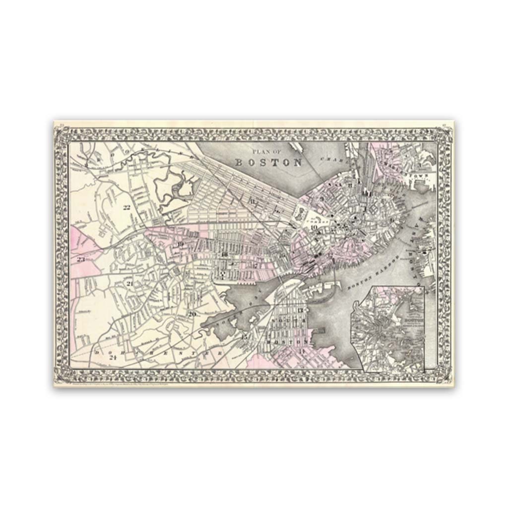 Vintage Boston Map Wall Print - Etsy
