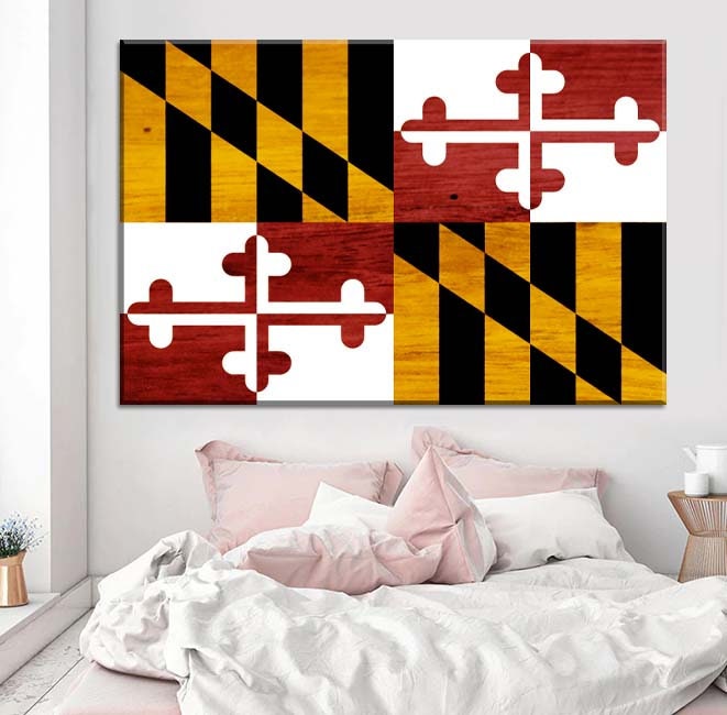 Rustic Maryland Canvas Flag Art Print - Etsy