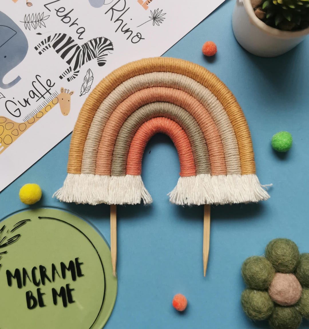 Boho Rainbow Cake Topper, Rainbow Party Decoration, Christening, Baby ...