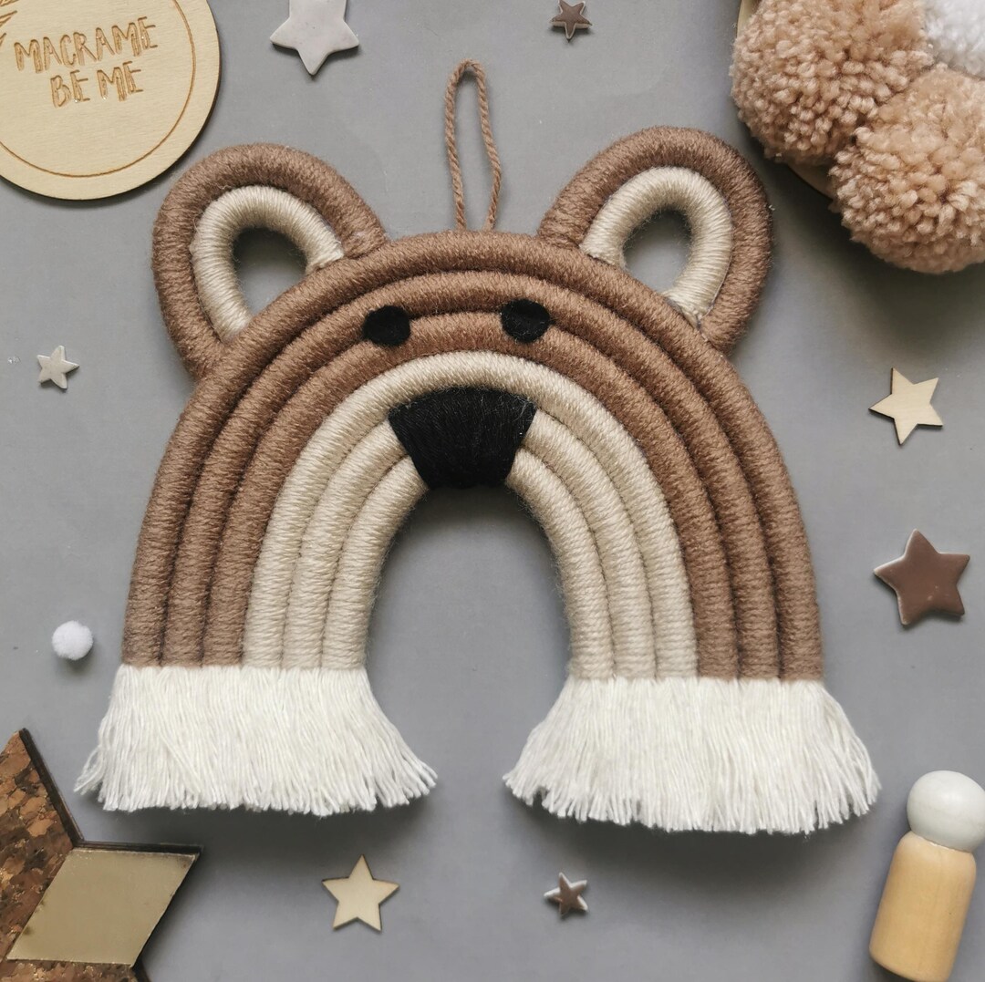 Bear Nursery Wall Art, Macrame Bear Wall Hanging, Teddy Bear Nursery ...