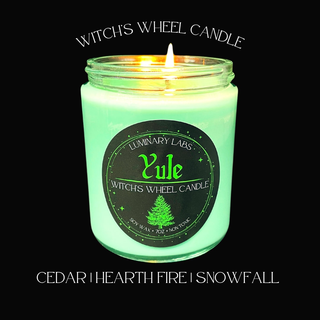 Yule Witchs Wheel Candle Winter Solstice Ritual Hand Poured Soy Candle ...