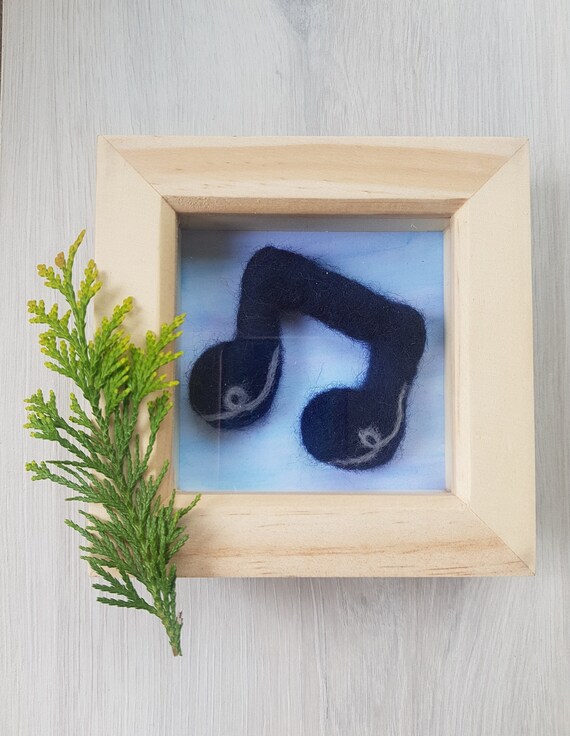 Music Note Box Frame Needle Felted Gift Blue & Purple | Etsy
