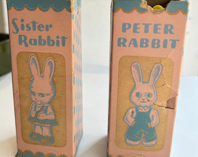 Peter Rabbit and Sister Rabbit Set of Plastic Rattles in Original Boxes ...