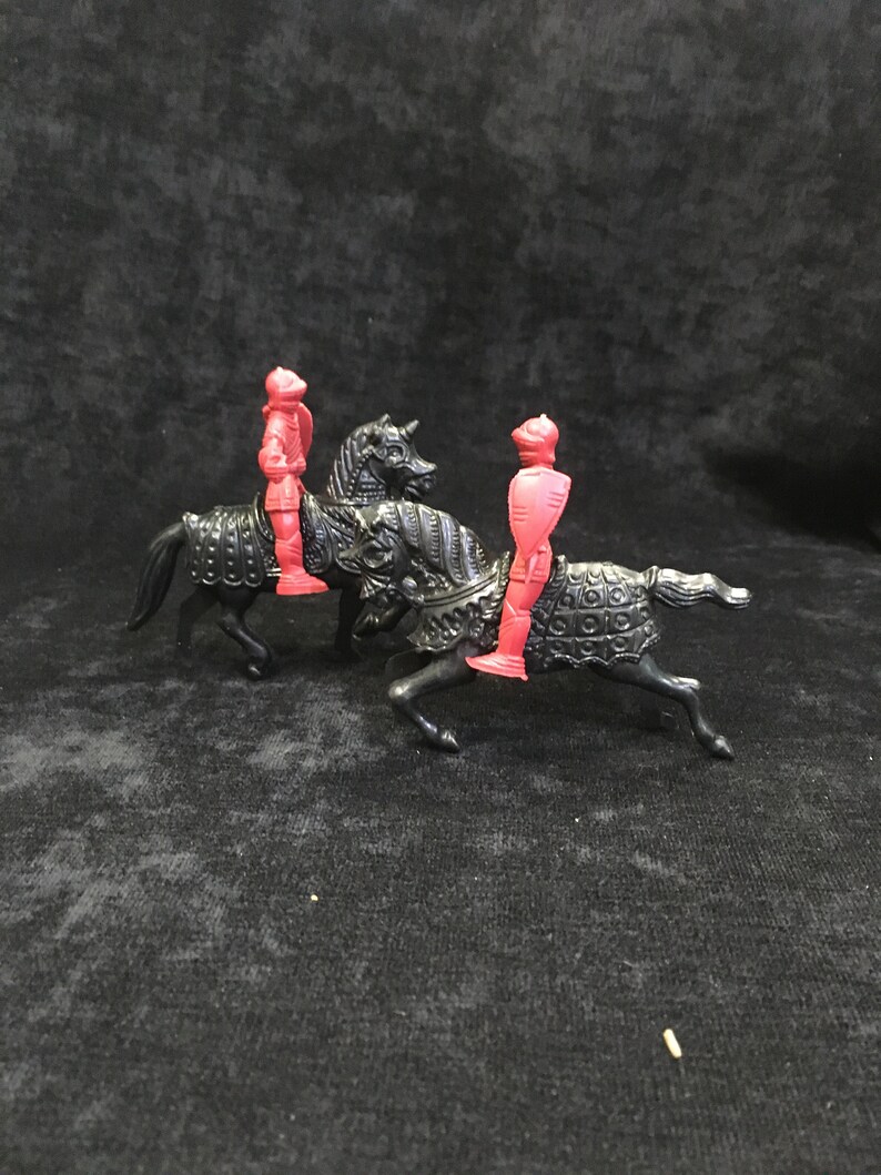 1960s Medieval Lido Knights Mounted Horses Black Red - Etsy