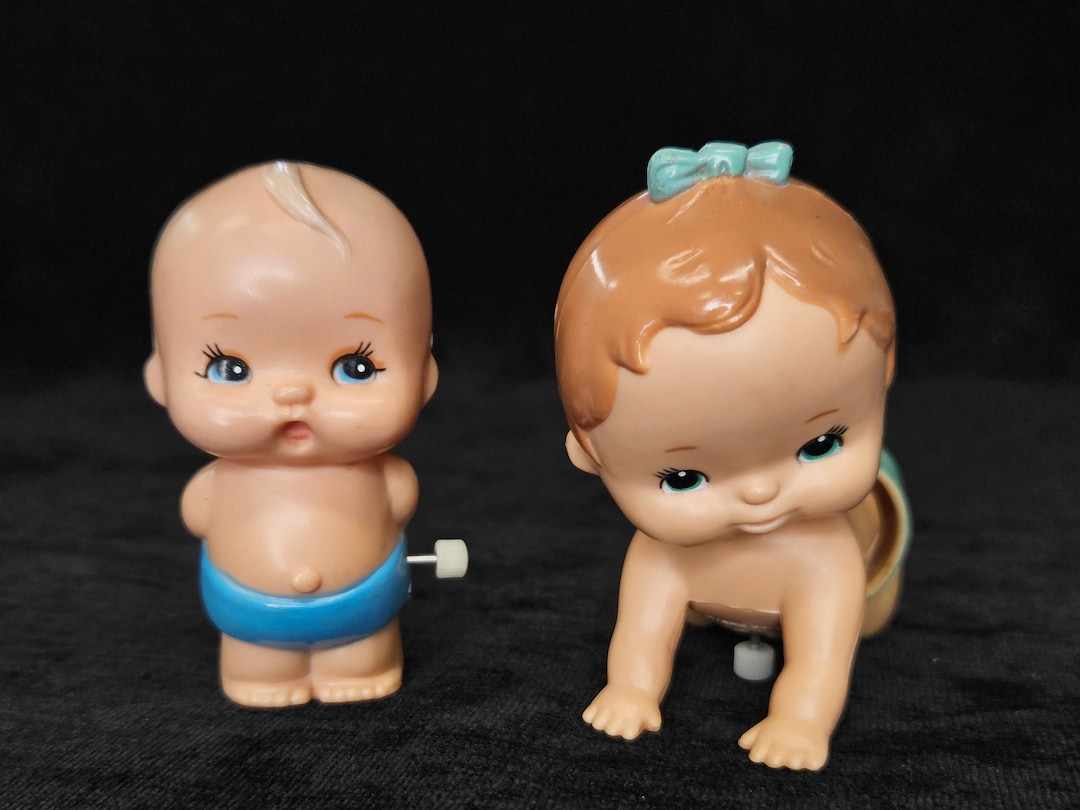Tomy Wind up Baby Girl and Boy- Crawling Teal Figure- Kewpie Baby ...
