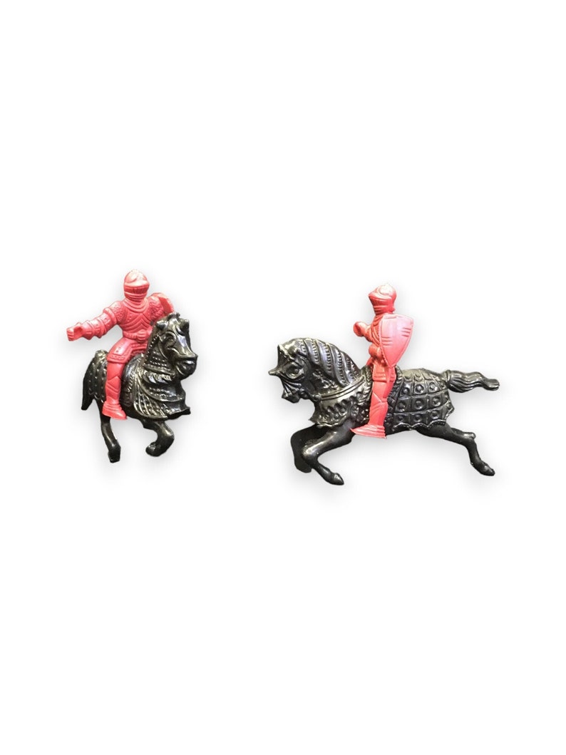 1960s Medieval Lido Knights Mounted Horses Black Red - Etsy